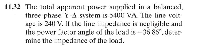 Solved 11.32 The total apparent power supplied in a | Chegg.com