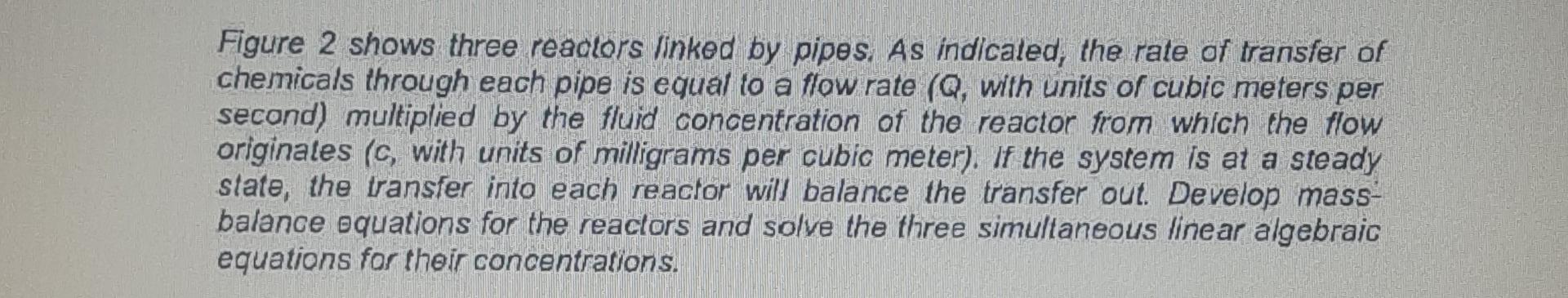 Solved Figure 2 shows three reactors linked by pipes. As | Chegg.com