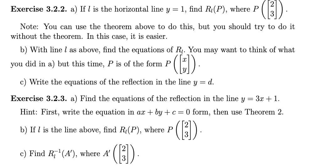 Solved Exercise 3.2.2. ﻿a) ﻿If l ﻿is the horizontal line | Chegg.com