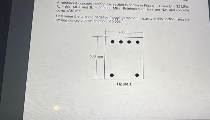 Solved A reinforced concrete rectangular section is shown in | Chegg.com