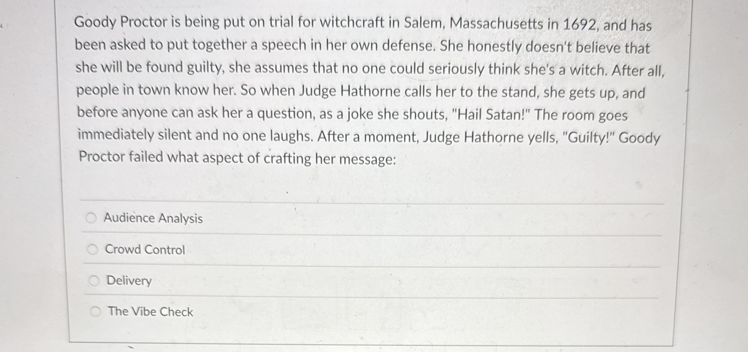 Goody Proctor is being put on trial for witchcraft in | Chegg.com