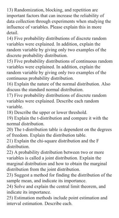 Solved 13) Randomization, blocking, and repetition are | Chegg.com