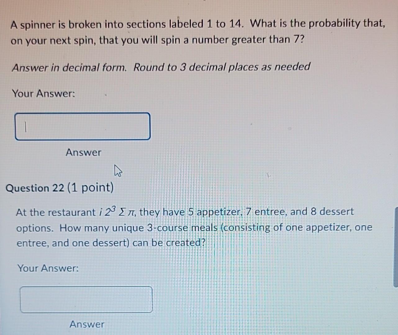 Solved A spinner is broken into sections labeled 1 to 14 . | Chegg.com