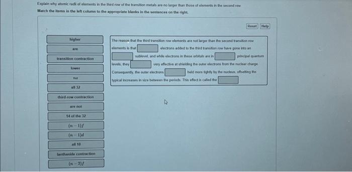 Solved Explain why atomic radii of elements in the third row | Chegg.com