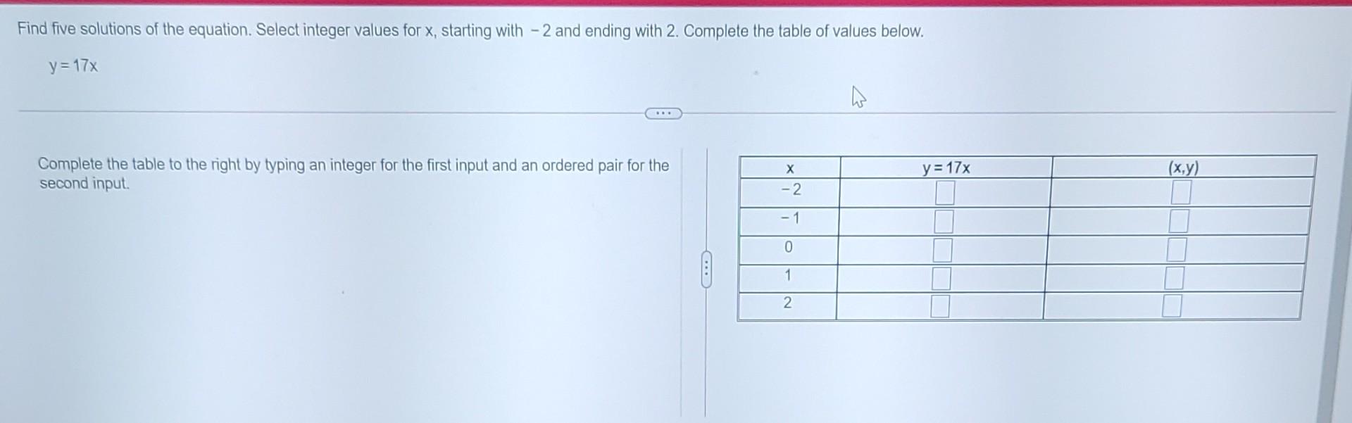 Solved Find five solutions of the equation. Select integer | Chegg.com