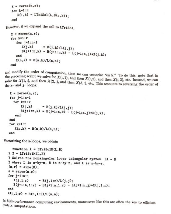 (3) Code the backward substitution (Ux= 2) for linear | Chegg.com