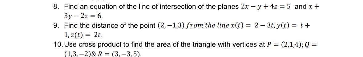 Solved Find an equation of the line of intersection of the | Chegg.com