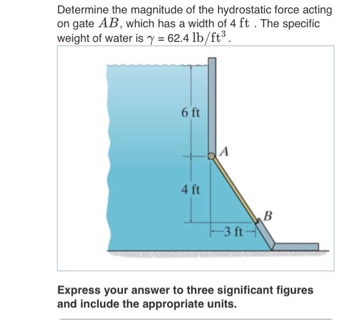 Solved Determine the magnitude of the hydrostatic force | Chegg.com