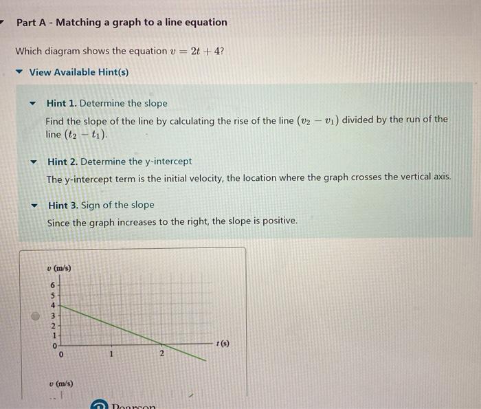 Solved Part A - Matching a graph to a line equation Which | Chegg.com