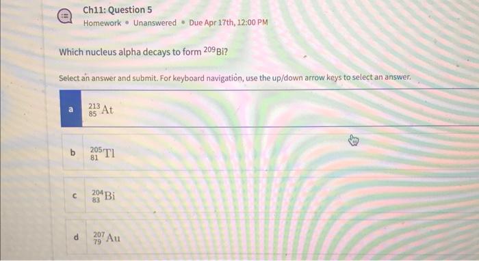 Solved Ch11: Question 5 Homework - Unanswered - Due Apr | Chegg.com