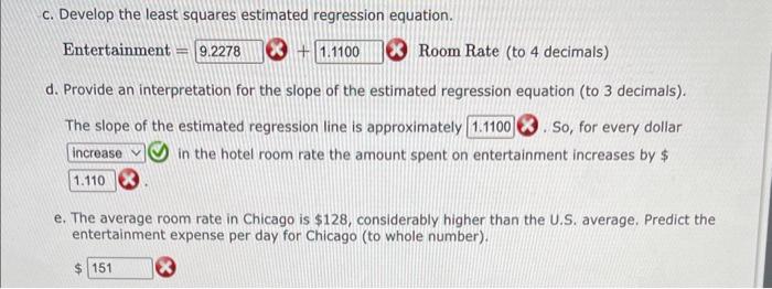 Solved c. Develop the least squares estimated regression | Chegg.com