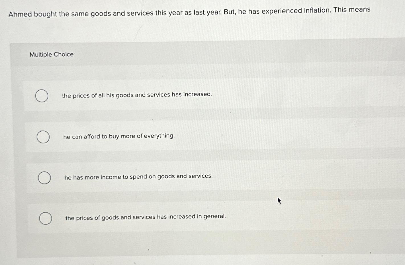 Solved Ahmed bought the same goods and services this year as | Chegg.com