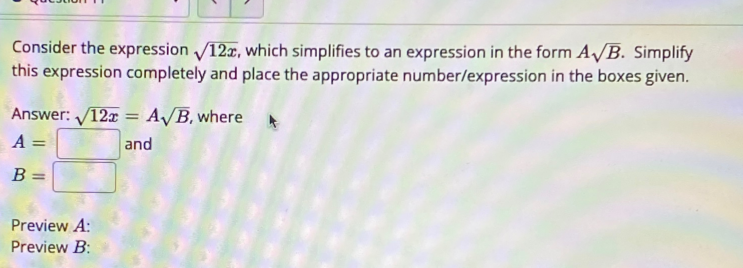 Solved Consider the expression 12x2, ﻿which simplifies to an | Chegg.com