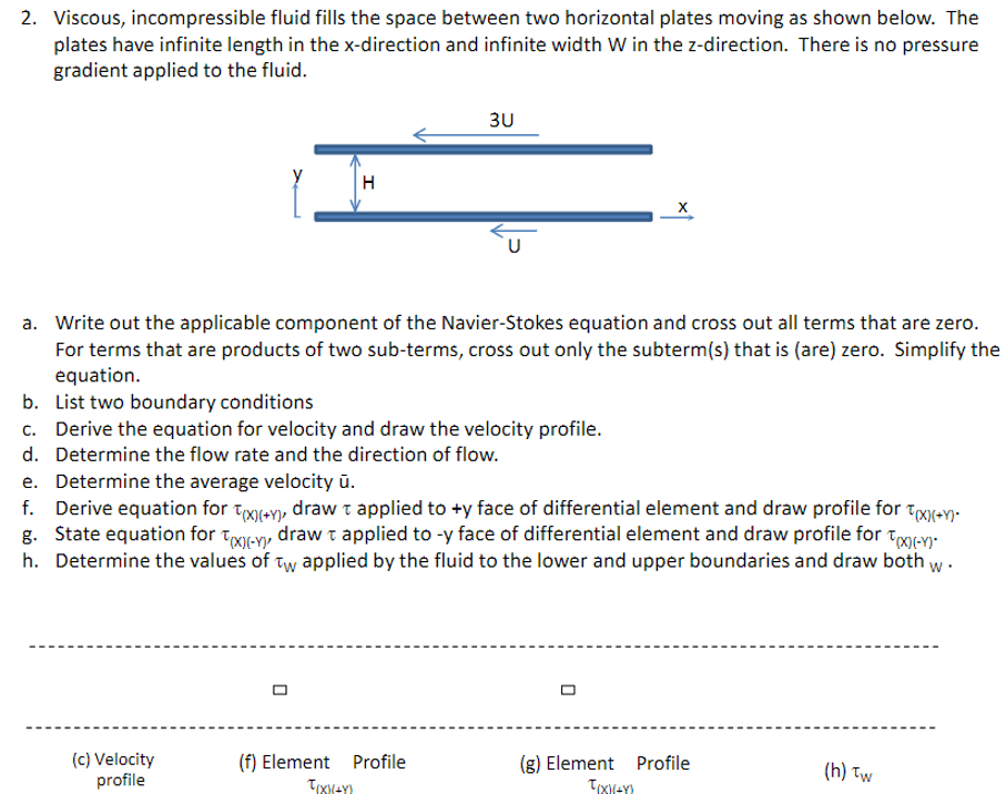 Solved Viscous, incompressible fluid fills the space between | Chegg.com