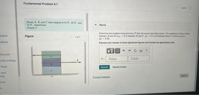 Solved Fundamental Problem 8.7 Biocks A,B, and C have | Chegg.com