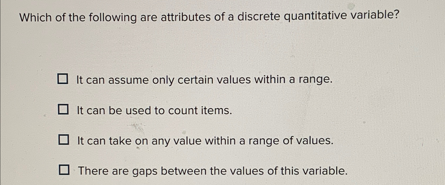 Solved Which of the following are attributes of a discrete | Chegg.com