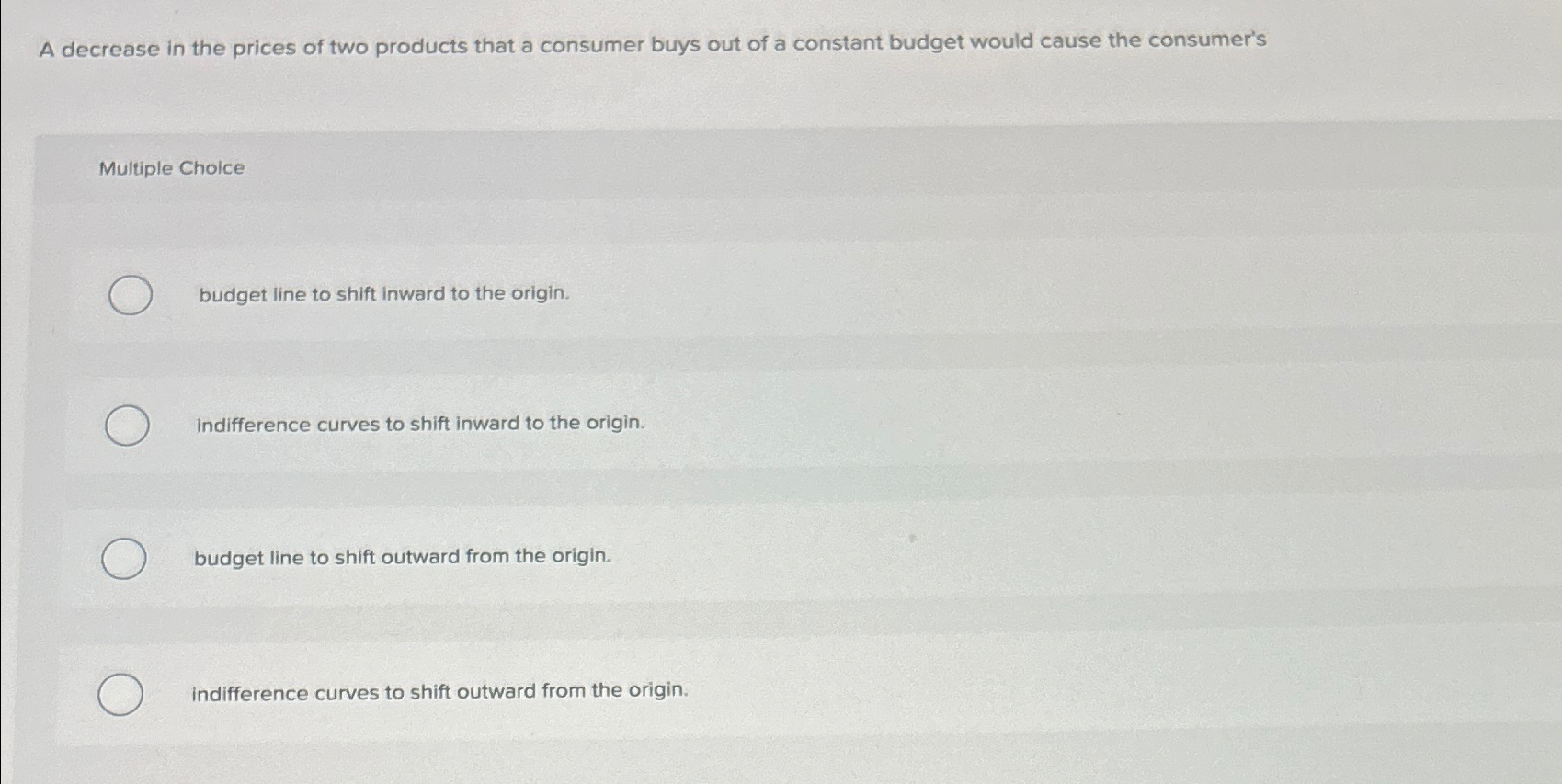Solved A decrease in the prices of two products that a | Chegg.com
