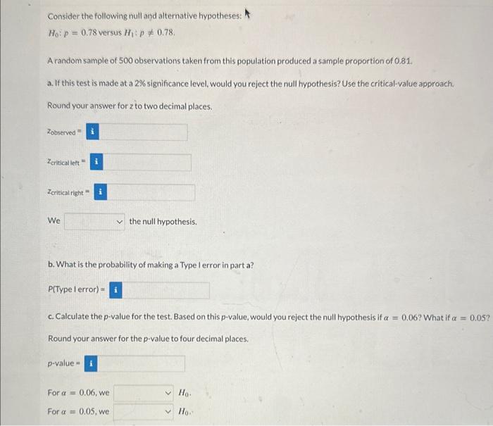 Solved Consider the following null and alternative | Chegg.com