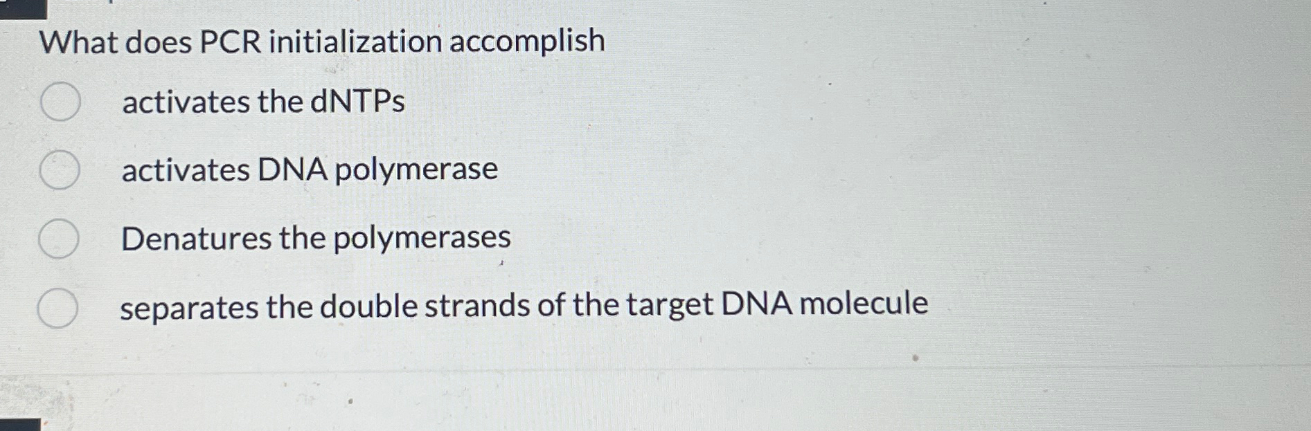 Solved What does PCR initialization accomplishactivates the | Chegg.com