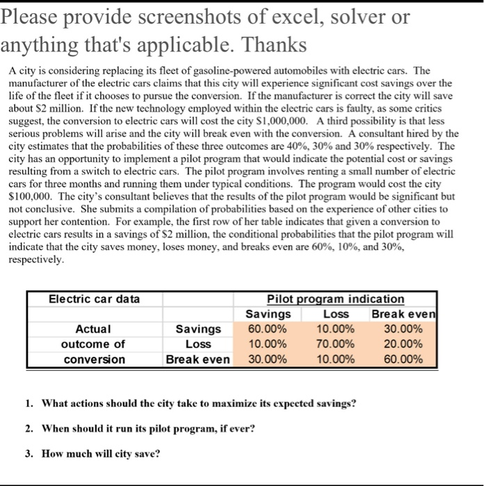 Solved Please provide screenshots of excel, solver or | Chegg.com