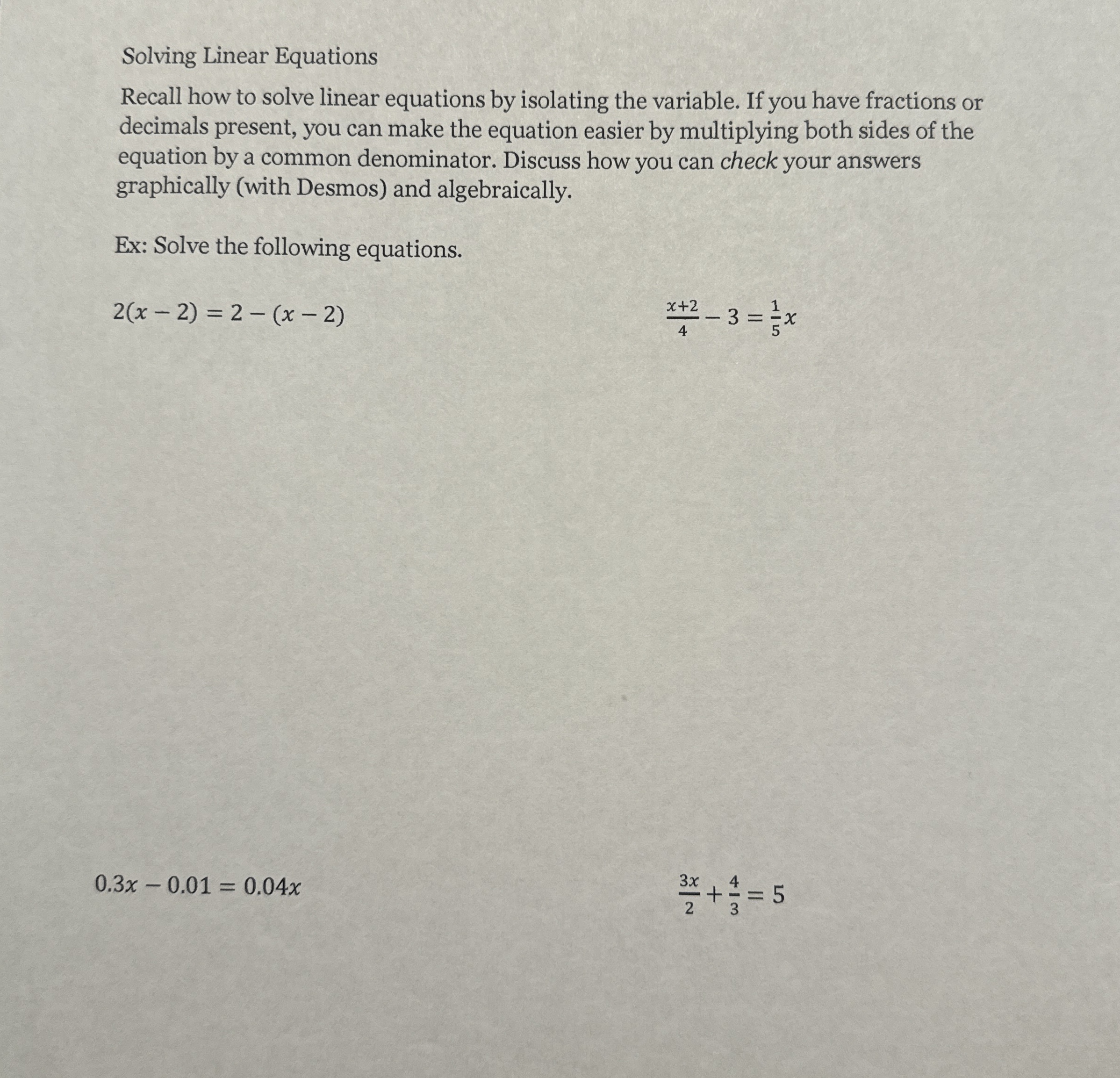 Solving Linear EquationsRecall how to solve linear | Chegg.com