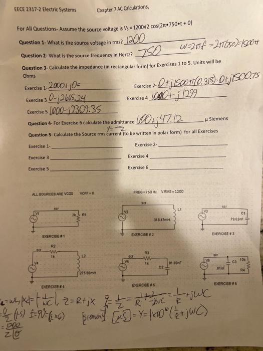 Solved EECE 2317-2 Electric Systems Chapter 7 AC | Chegg.com