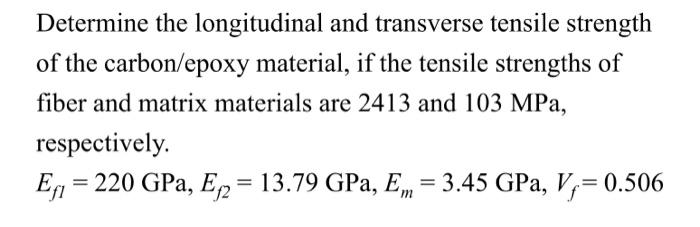 Solved Determine the longitudinal and transverse tensile | Chegg.com