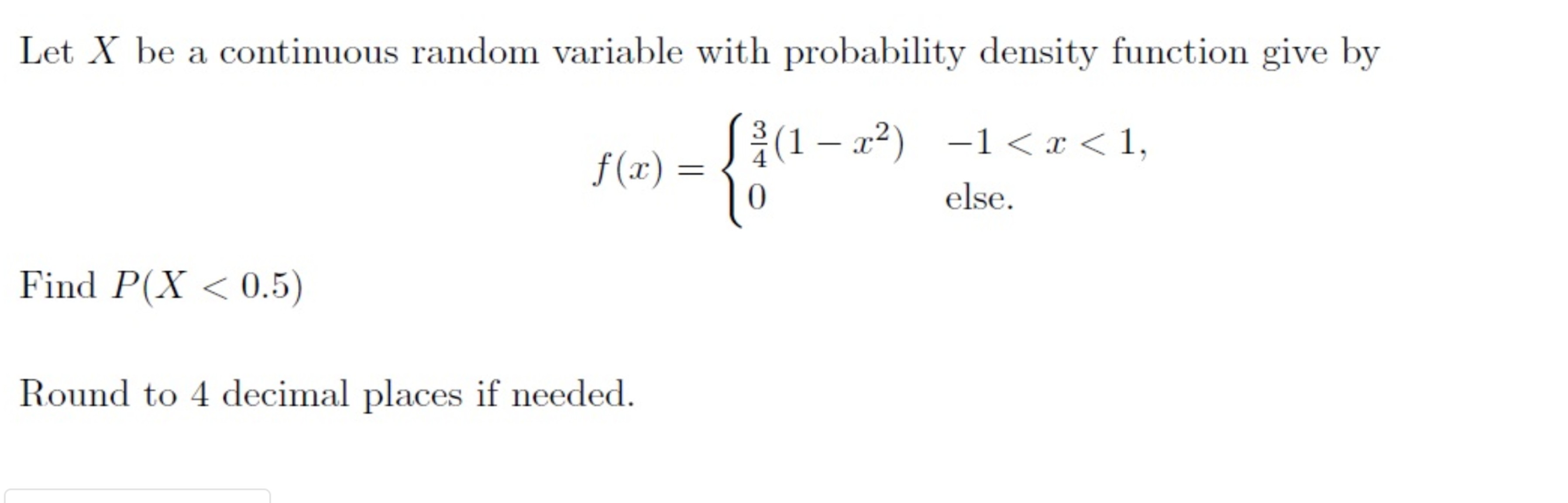 Solved Let x ﻿be a continuous random variable with | Chegg.com