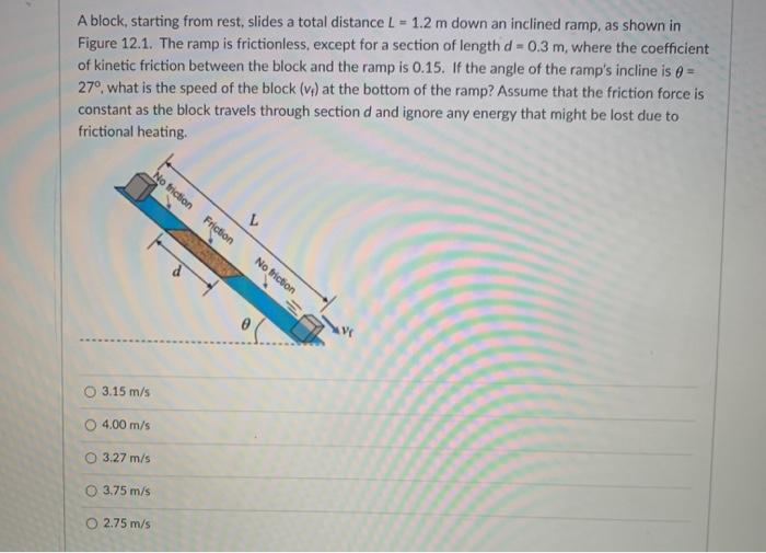 Solved A block, starting from rest, slides a total distance | Chegg.com