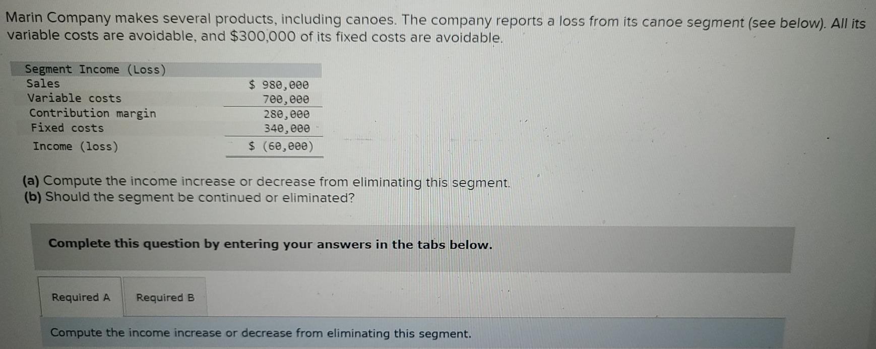 Solved Marin Company makes several products, including | Chegg.com