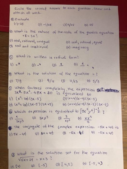 Solved PART ONE: Circle the correct answer to each question | Chegg.com