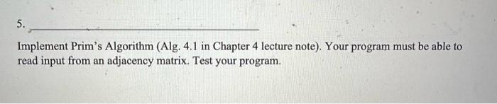 Solved Prim's Algorithm Problêm: Detormine a minimum | Chegg.com