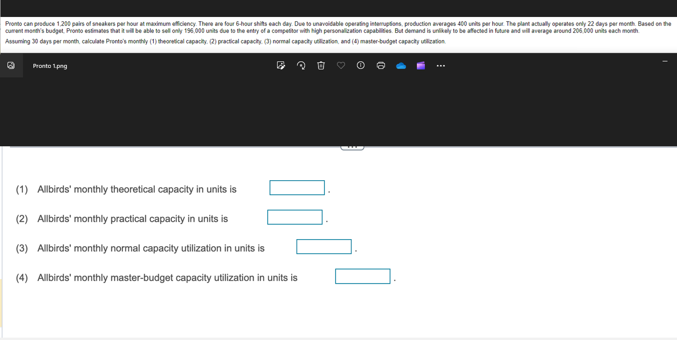 Assuming 30 ﻿days per month, calculate Pronto's | Chegg.com