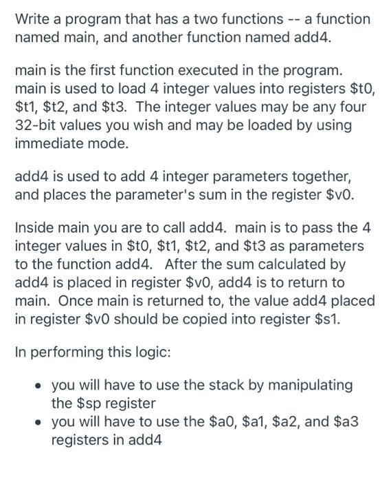 Solved Write a program that has a two functions -- a | Chegg.com