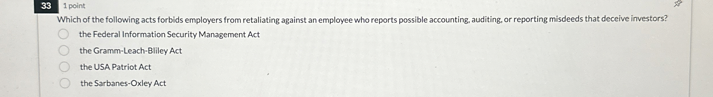 Solved 331 ﻿pointWhich of the following acts forbids | Chegg.com