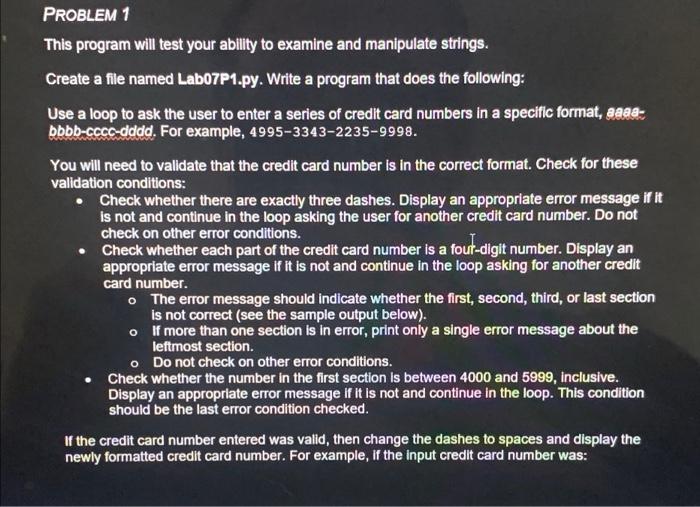 Solved PROBLEM 1 This program will test your ability to | Chegg.com