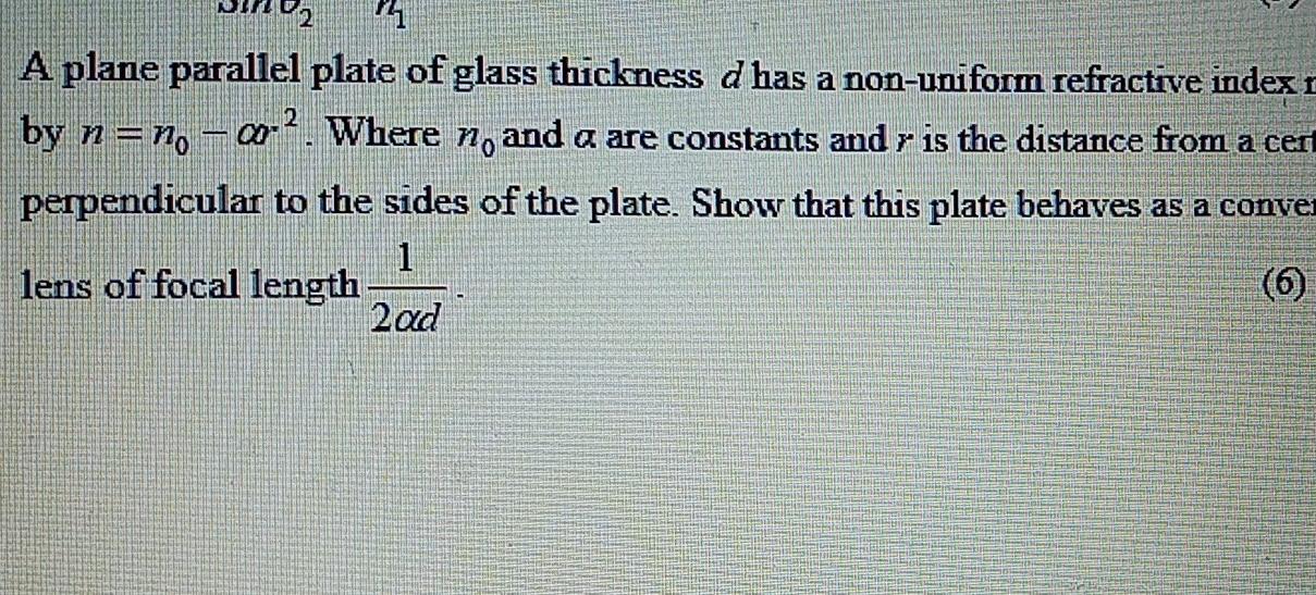 Solved PLD2 A plane parallel plate of glass thickness d has | Chegg.com