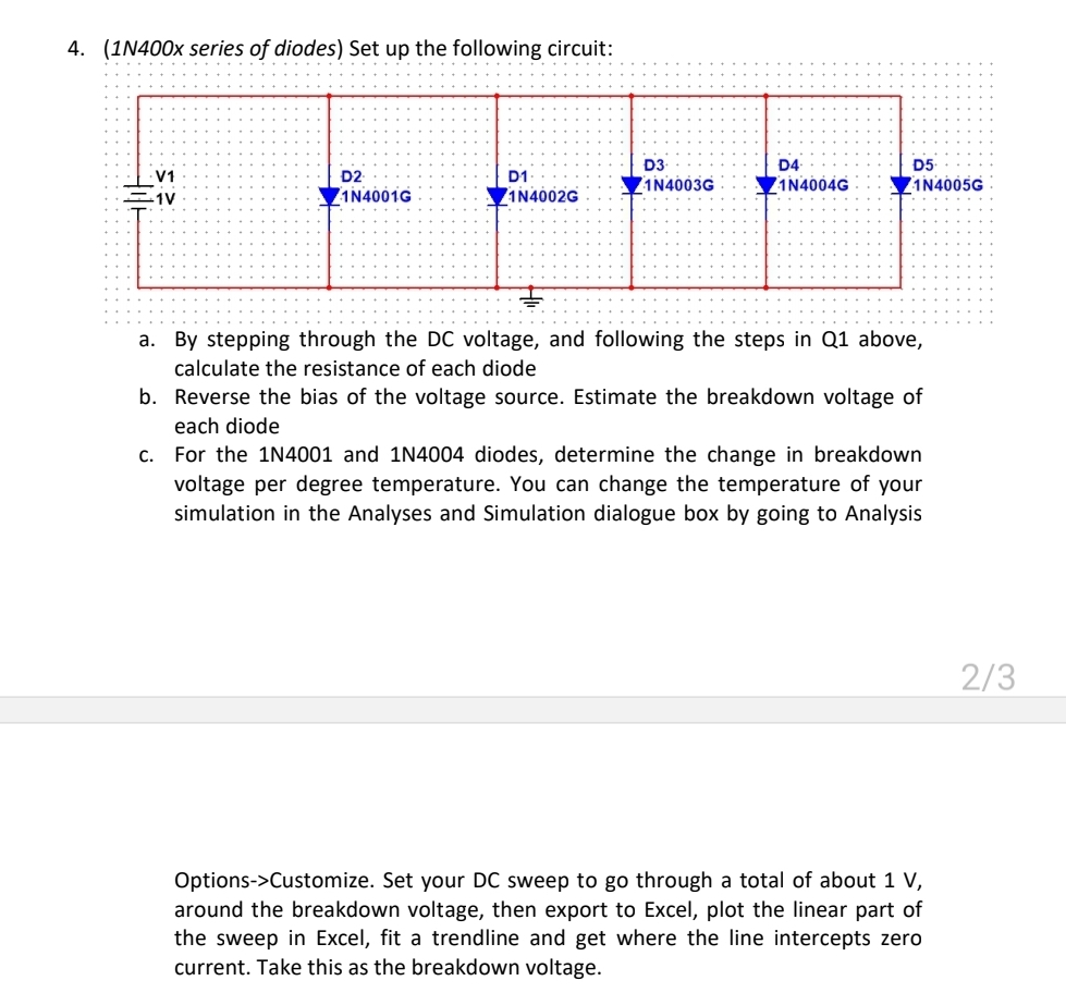 Solved (1N400x series of diodes) ﻿Set up the following | Chegg.com