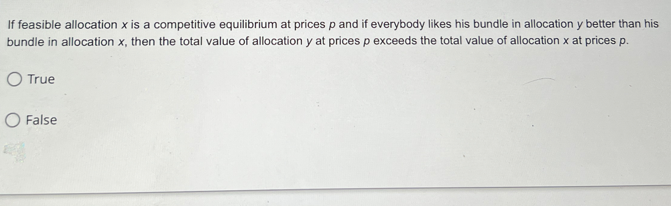 Solved If feasible allocation x ﻿is a competitive | Chegg.com