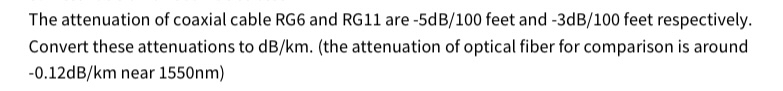 Solved The attenuation of coaxial cable RG6 ﻿and RG11 ﻿are | Chegg.com