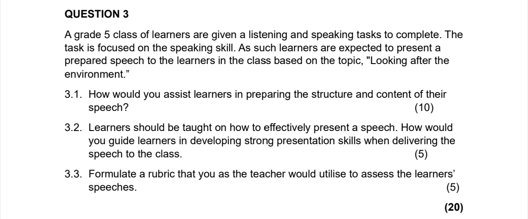 Solved QUESTION 3A grade 5 ﻿class of learners are given a | Chegg.com