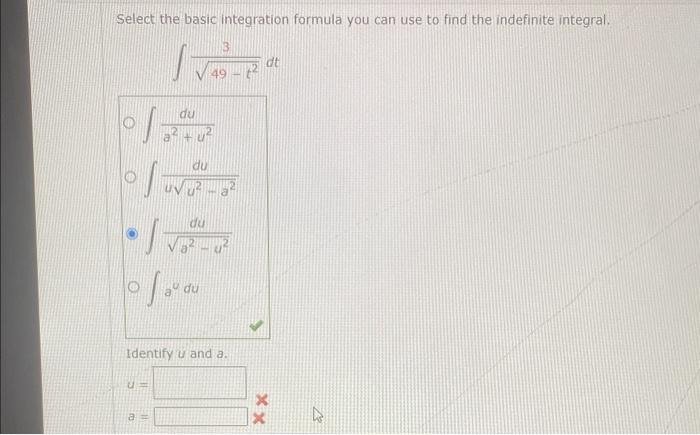 Solved Select the basic integration formula you can use to | Chegg.com