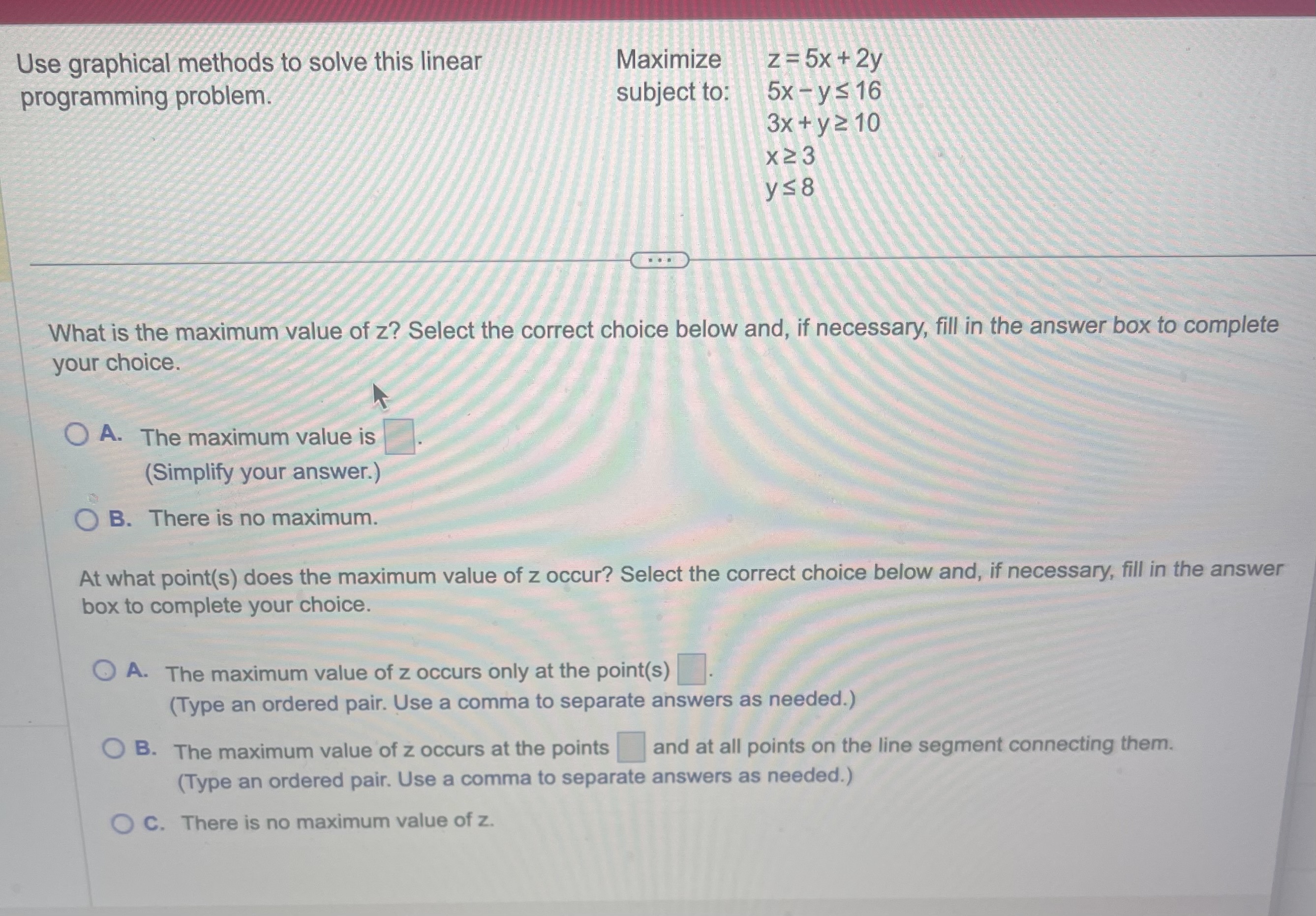 Solved Use graphical methods to solve this linearprogramming | Chegg.com