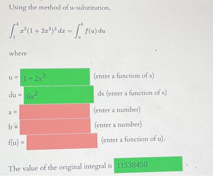 Solved Using the method of u-substitution, | Chegg.com