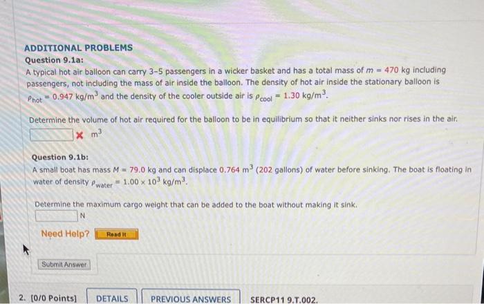 Solved ADDITIONAL PROBLEMS Question 9.1a: A typical hot air | Chegg.com