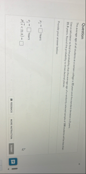 Solved QuestionThe average age of all students at a certain | Chegg.com