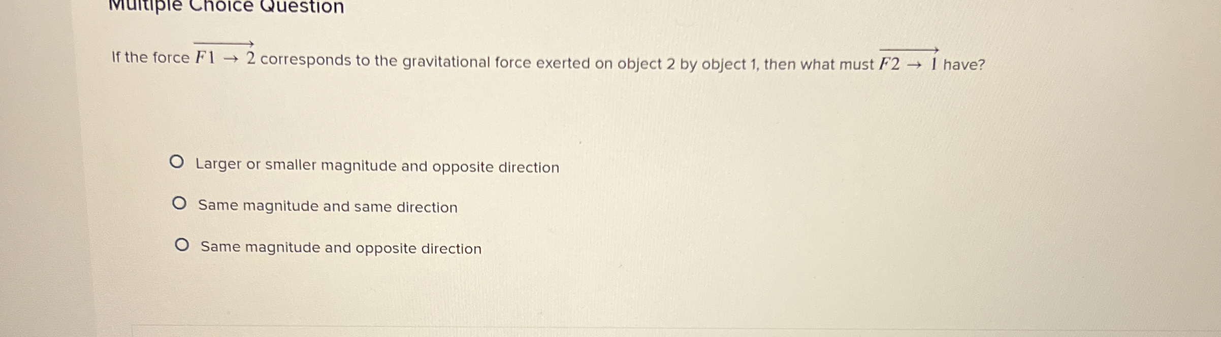 Solved If The Force Vec F1→2 ﻿corresponds To The