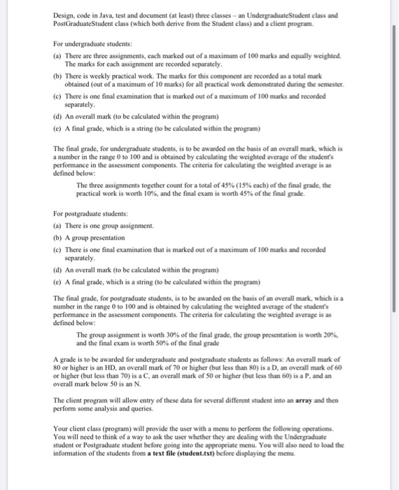 Question First, you need to design, code in Java, | Chegg.com