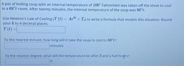 Solved A pot of boiling soup with an internal temperature of | Chegg.com