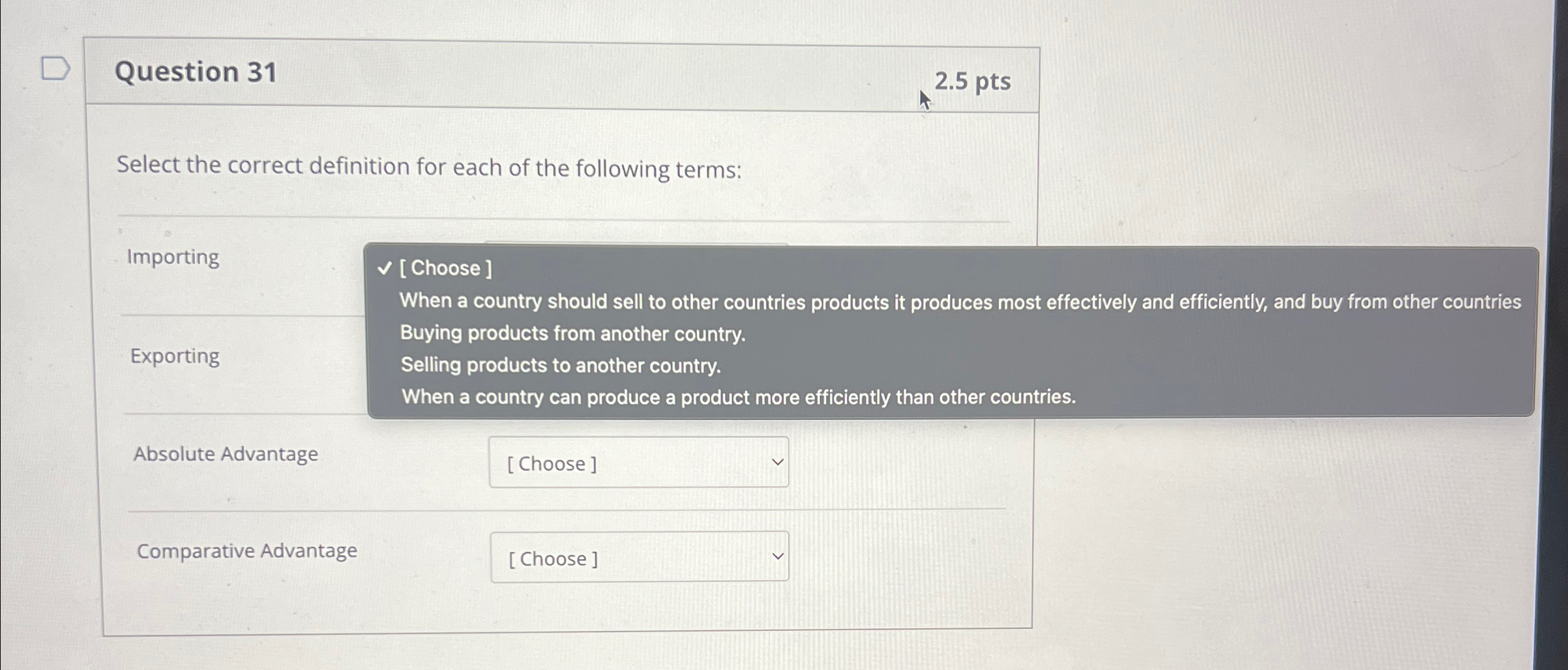 Solved Question 312.5ptsSelect the correct definition for | Chegg.com